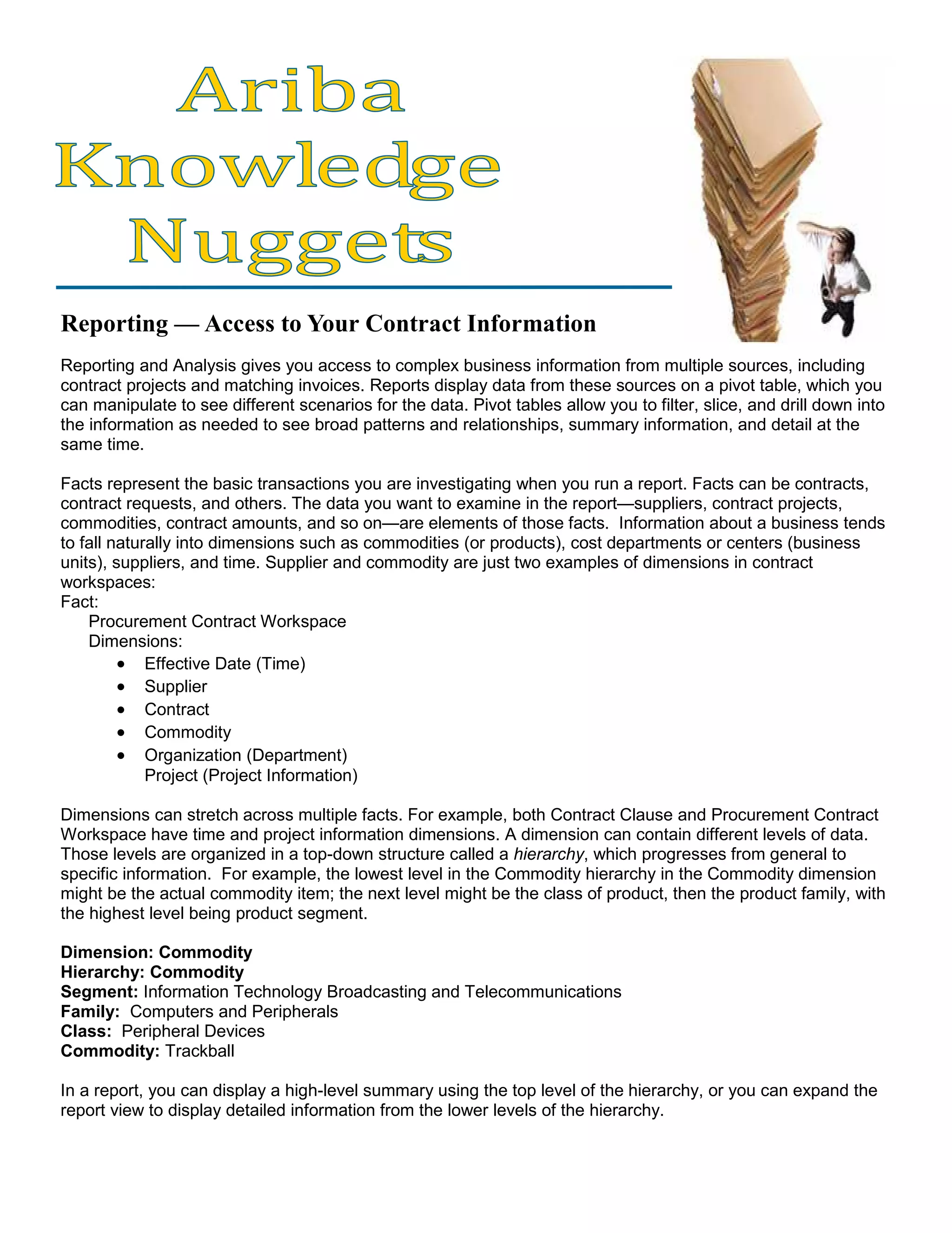 Ariba Knowledge Nuggets - Reporting in Contract Management | PDF