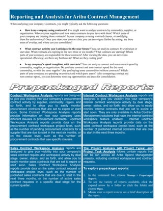 Ariba Knowledge Nuggets - Reporting in Contract Management | PDF