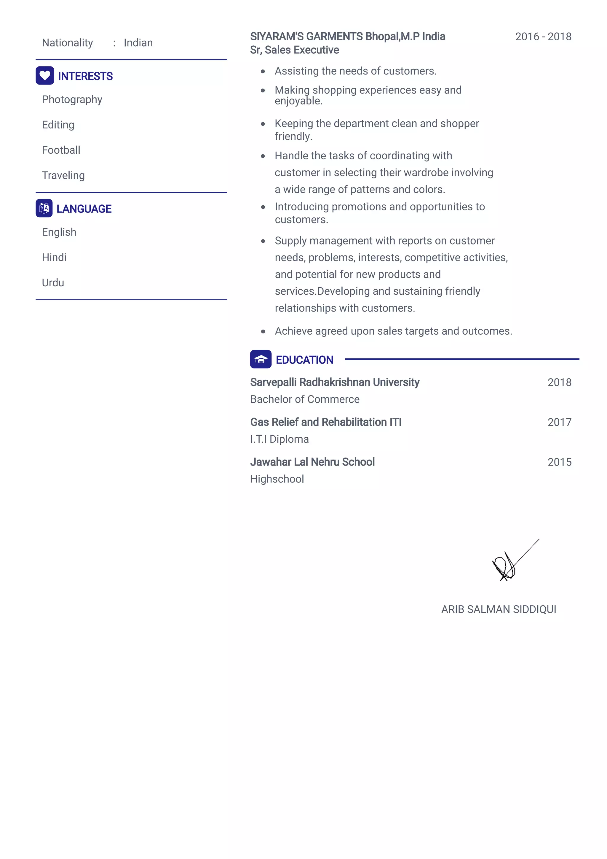 Arib salman resume . | PDF