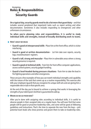 ASSIGNING ROLES AND RESPONSIBILITIES TO SECURITY GUARDS | PDF | Career ...
