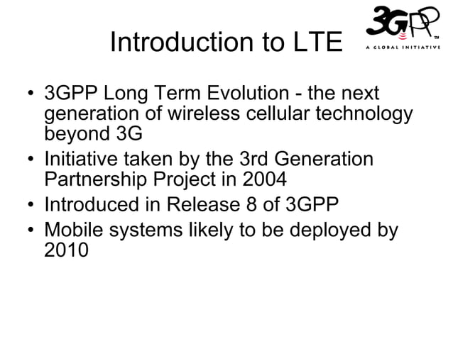 LTE - Long Term Evolution | PPT