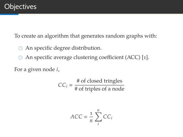 Modelling The Clustering Coefficient Of A Random Graph Ppt