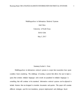 Multilingualism in Information Retrieval System | DOCX
