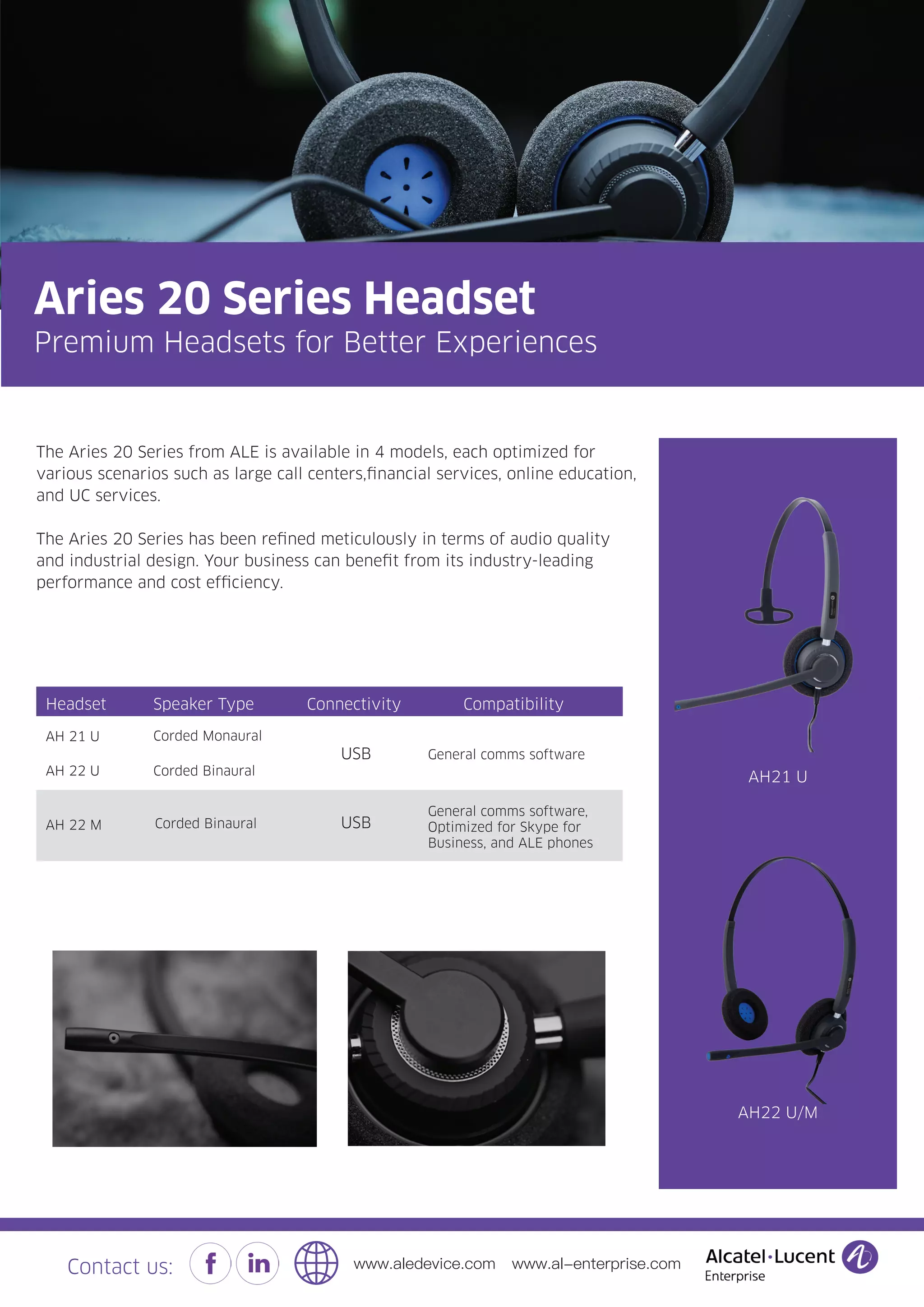 Alcatel-Lucent Enterprise Aries 20 Headset | PDF