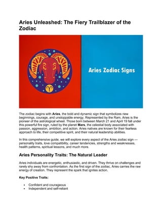 Aries Unleashed: Comprehensive Guide to the Fiery Zodiac Trailblazer | DOCX