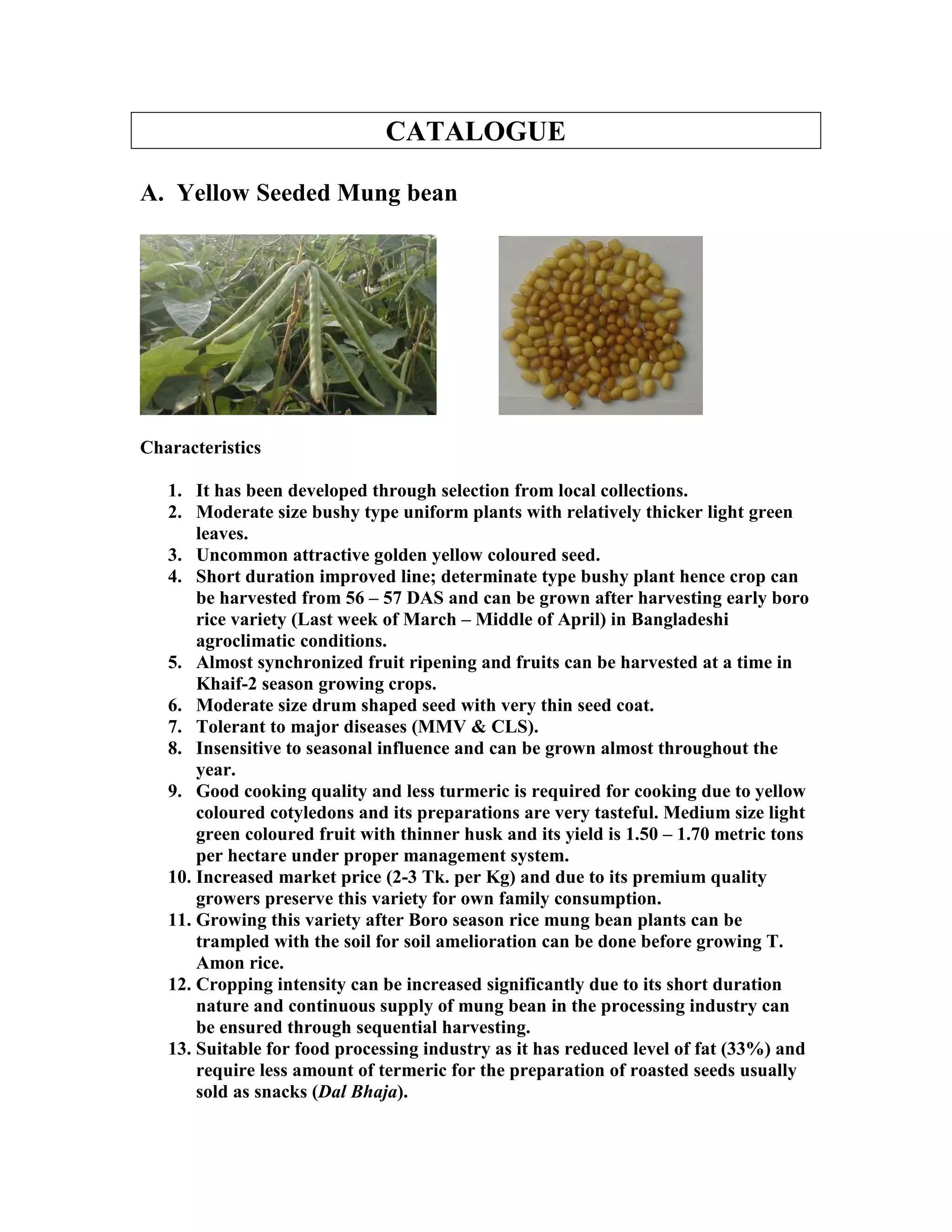 Variety catalogue of some newly developed improved varieties of different crops | PDF