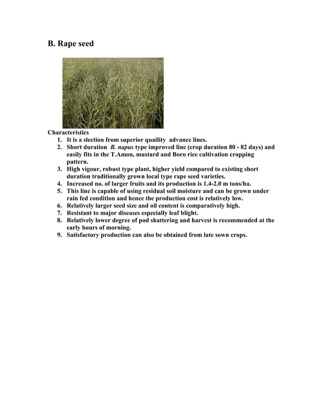 Variety catalogue of some newly developed improved varieties of different crops | PDF