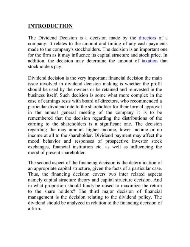 MBA Finance Project Report By Shobhit Jain. | DOC