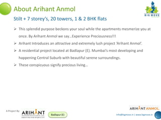 Arihant Anmol Badlapur | Arihant Anmol Project in Badlapur East Mumbai | PPT
