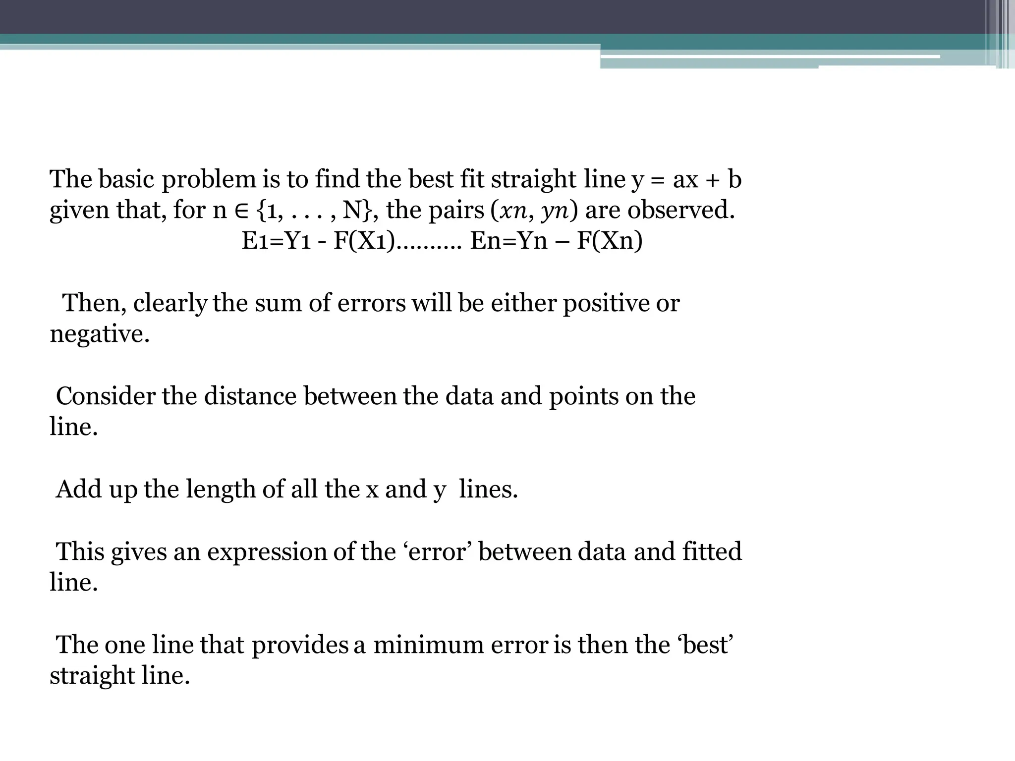 Curved fitting by the method of least squar- fitting of straight line. | PPT