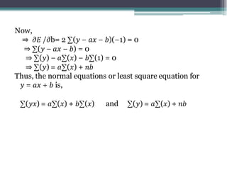 Curved fitting by the method of least squar- fitting of straight line ...