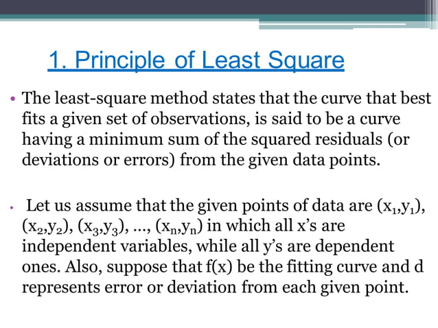 Curved fitting by the method of least squar- fitting of straight line ...
