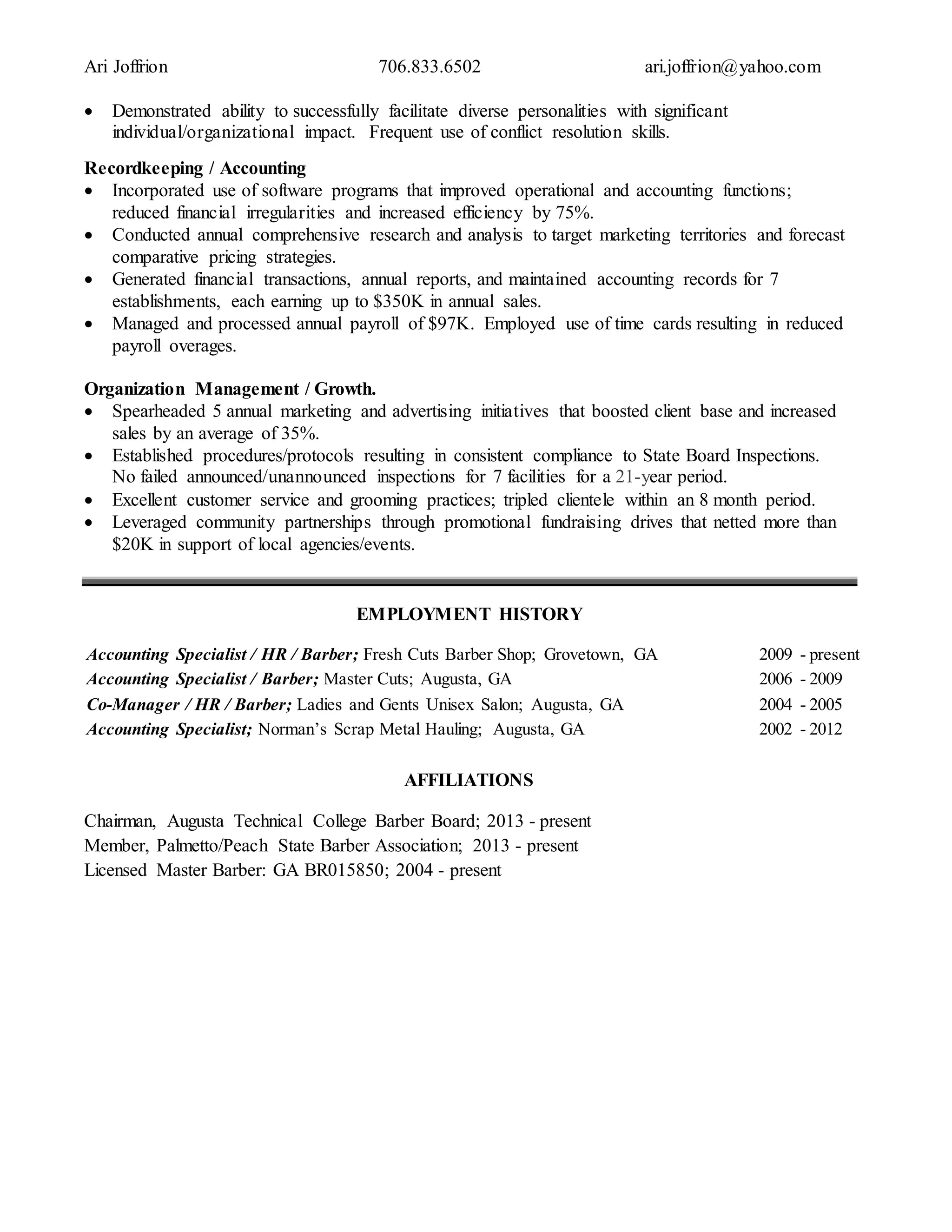 Ari joffrion resume | DOCX