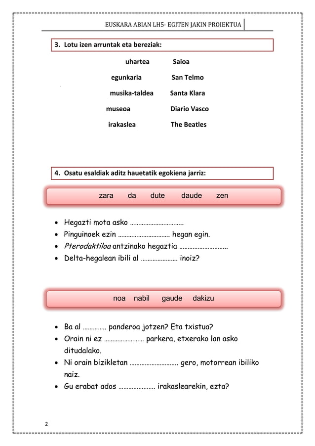 Ariketak 1 gaia | PDF