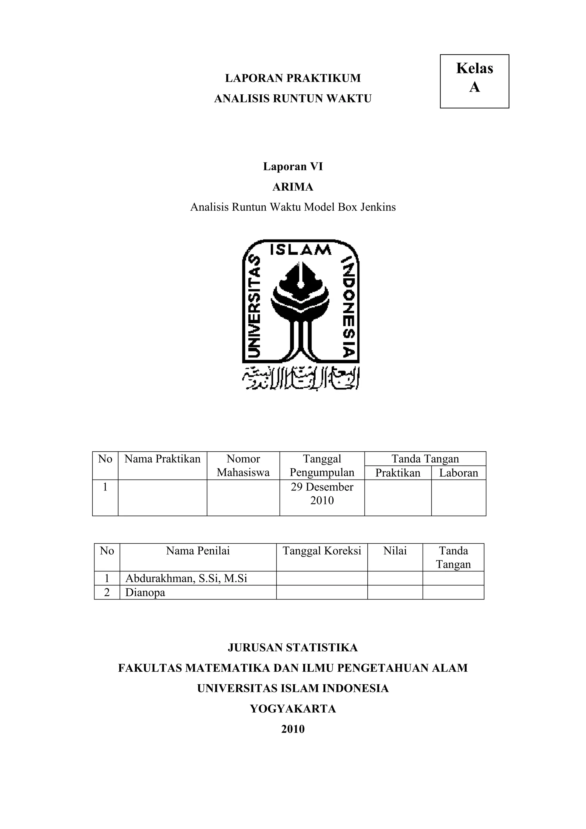 Arima box jenkins | DOCX