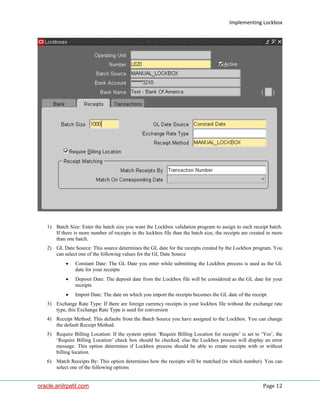 Ar implementing lockbox | PDF