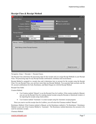 Ar implementing lockbox | PDF