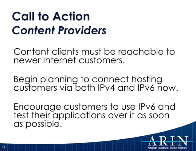 ARIN's IPv4-IPv6 Community Slide Deck | PPT