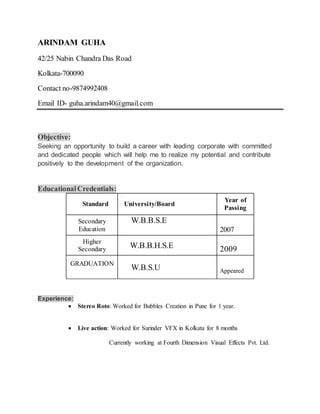 Arindam updated cv | DOCX | Hinduism | Religion & Spirituality