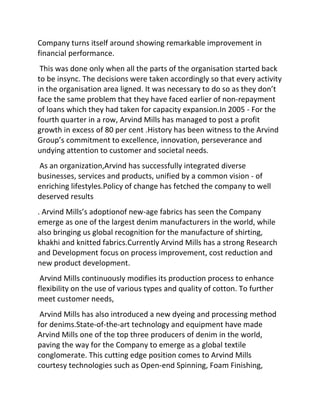 Arind mills case study | DOCX