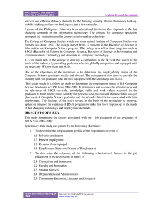 TRACER STUDY OF BSCS GRADUATES OF LYCEUM OF THE PHILIPPINES UNIVERSITY ...