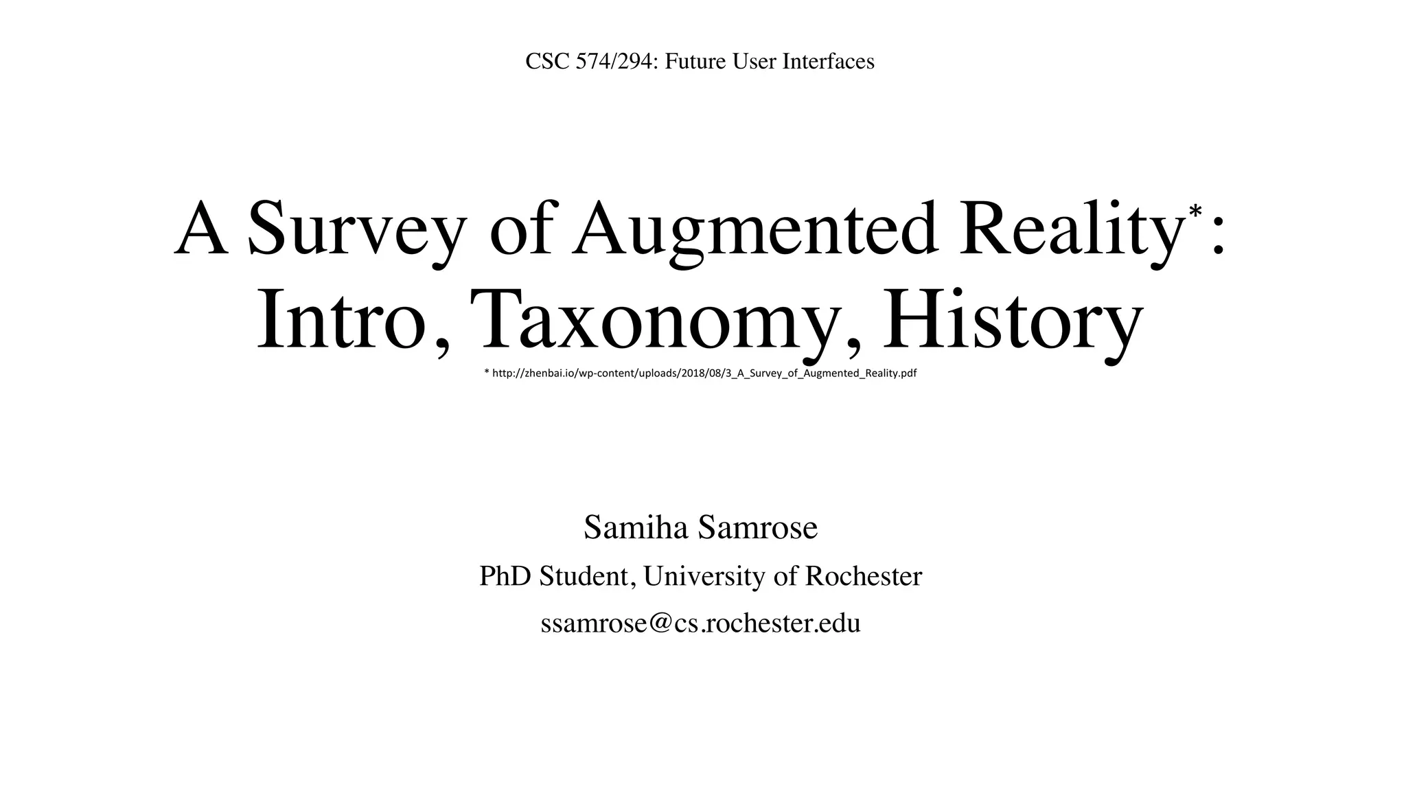 Augmented Reality (AR): Intro and History | PDF | Augmented Reality | Technology & Computing