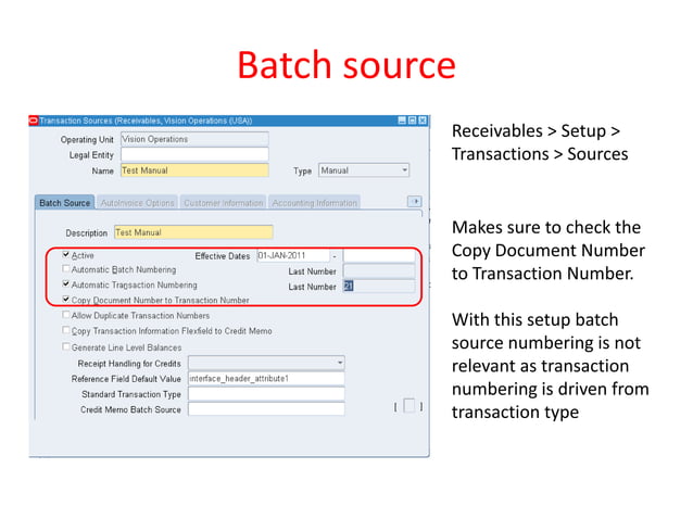 Transaction Numbering in Oracle Receivables | PPTX