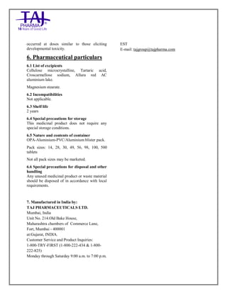Aripiperazole Tablets SmPC Taj Pharmaceuticals | PDF