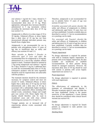 Aripiperazole Tablets SmPC Taj Pharmaceuticals | PDF