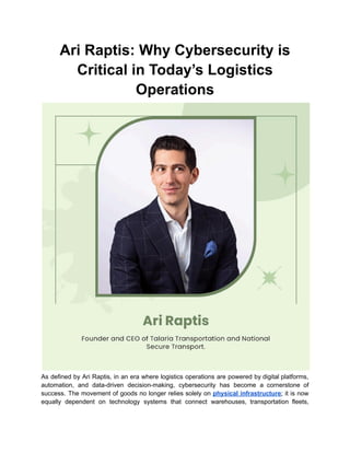 Ari Raptis_ Why Cybersecurity is Critical in Today’s Logistics ...
