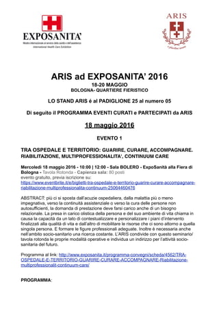 Aris ad Expo Sanità 2016 | PDF
