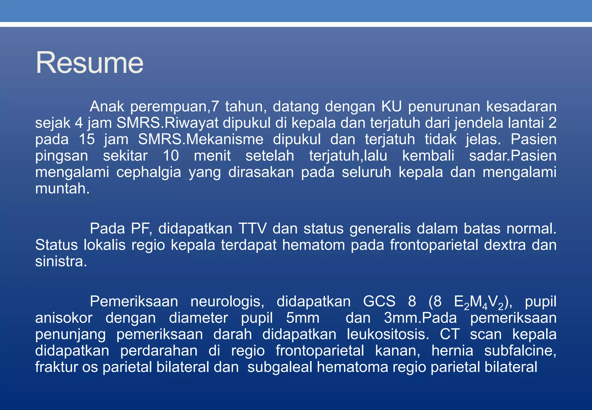 Trauma Kapitis / Cedera Kepala Berat | PPTX