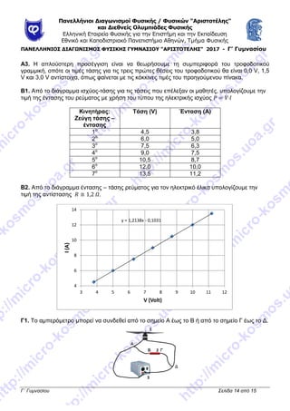 ΠΑΝΕΛΛΗΝΙΟΣ ΔΙΑΓΩΝΙΣΜΟΣ ΦΥΣΙΚΗΣ "ΑΡΙΣΤΟΤΕΛΗΣ" Γ΄ΓΥΜΝΑΣΙΟΥ 2017 | PDF