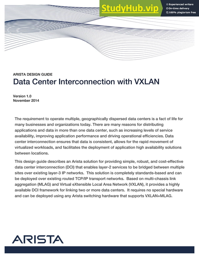 ARISTA DESIGN GUIDE Data Center Interconnection With VXLAN | PDF