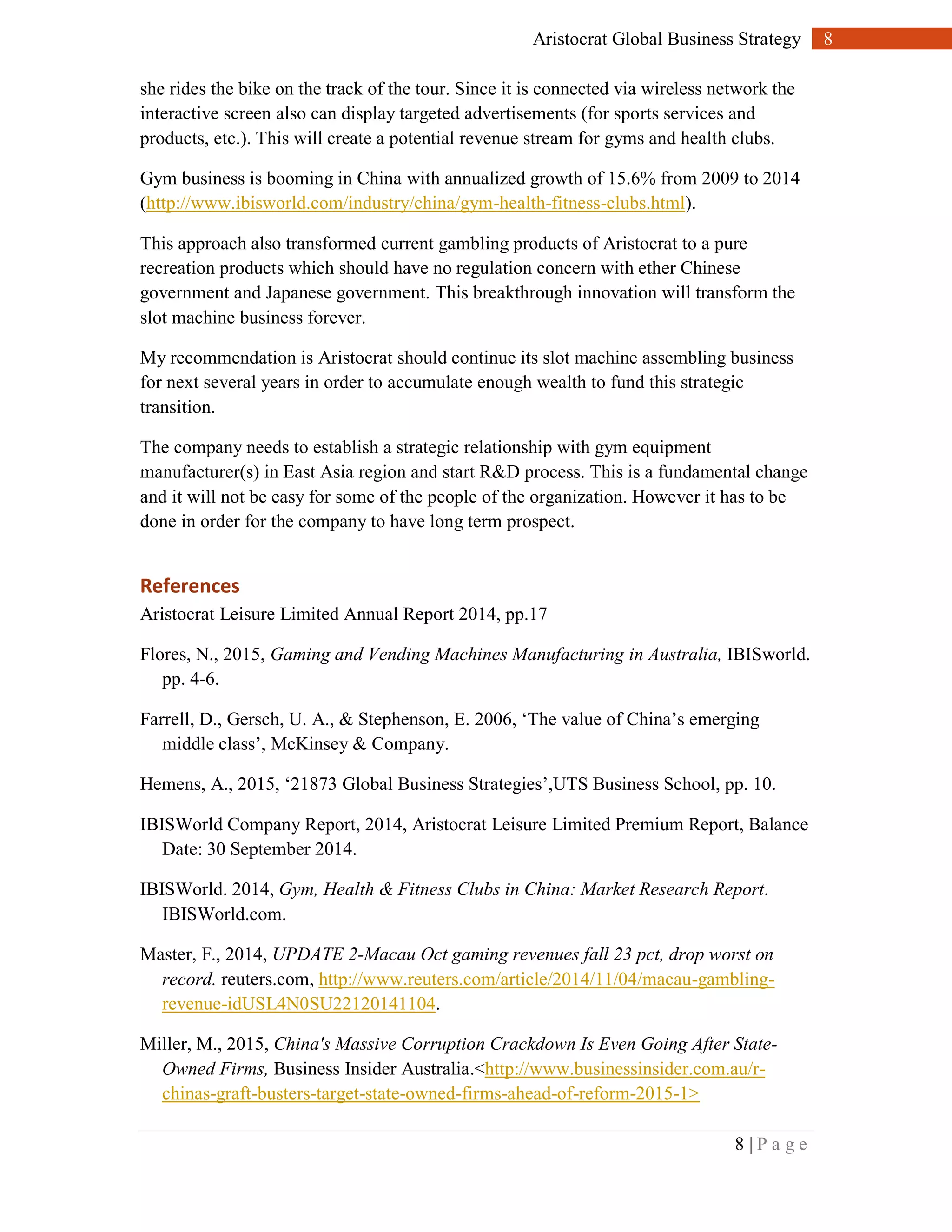 Aristocrat business strategy analysis | PDF