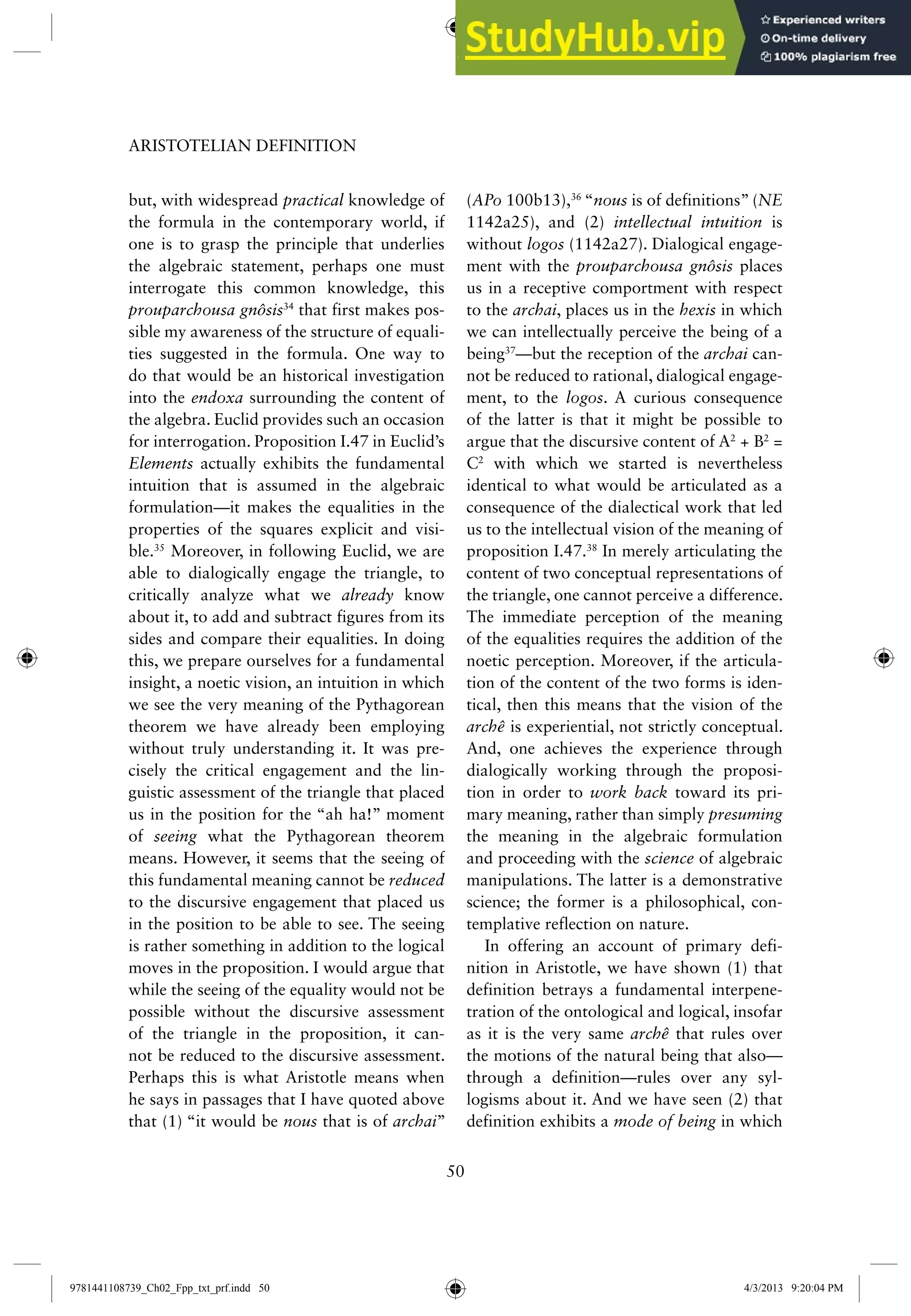 Aristotelian Definition And The Discovery Of Archai | PDF
