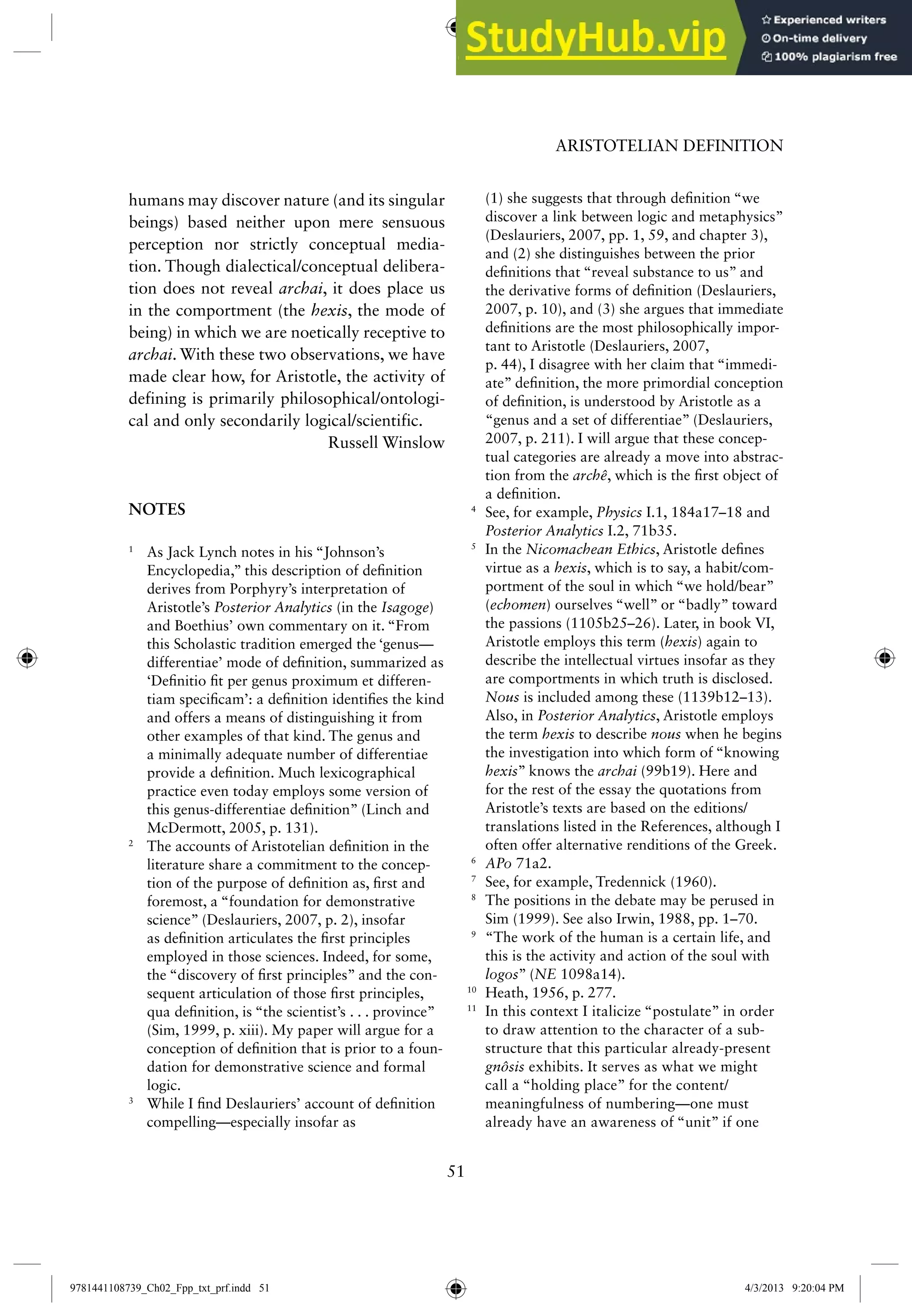 Aristotelian Definition And The Discovery Of Archai | PDF