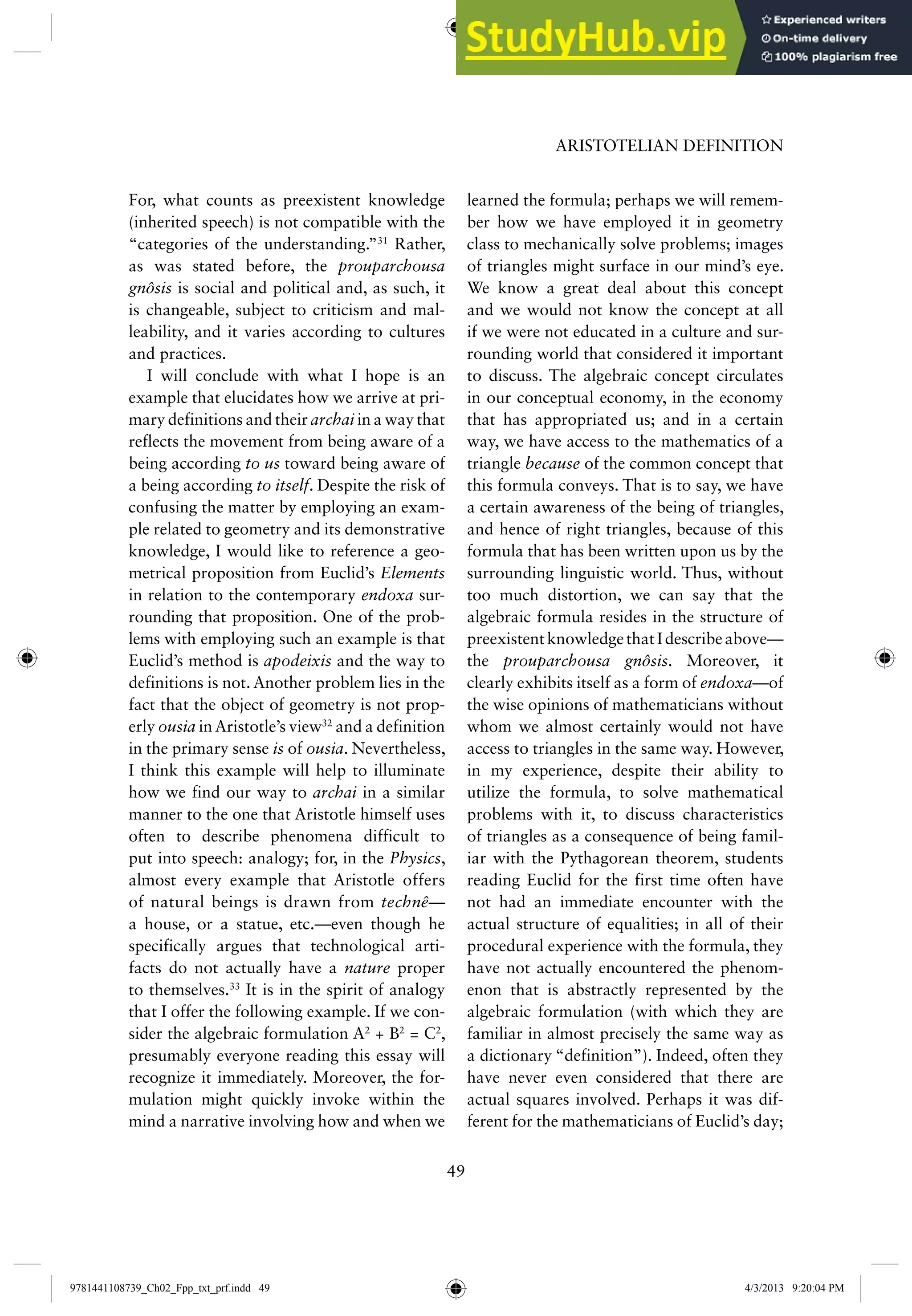 Aristotelian Definition And The Discovery Of Archai | PDF