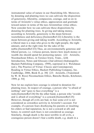 Aristotelian Virtue Ethics and Donation for Planting TreesNasrin.docx
