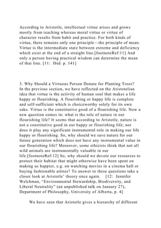 Aristotelian Virtue Ethics and Donation for Planting TreesNasrin.docx