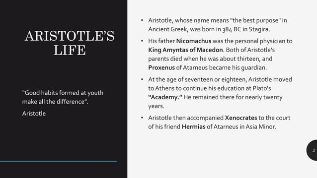 Aristotle's life and major contributions | PPTX