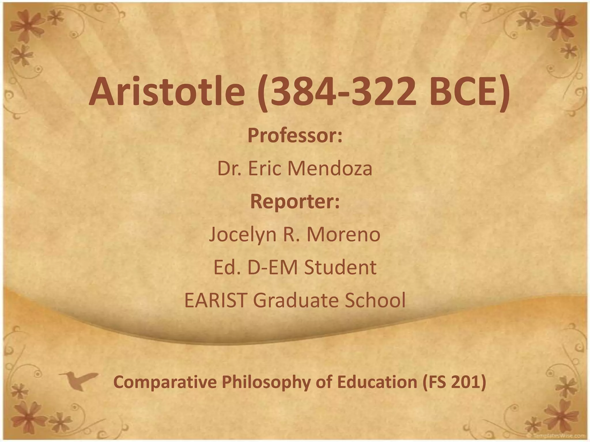 Aristotle (384-322 BCE) | PPTX