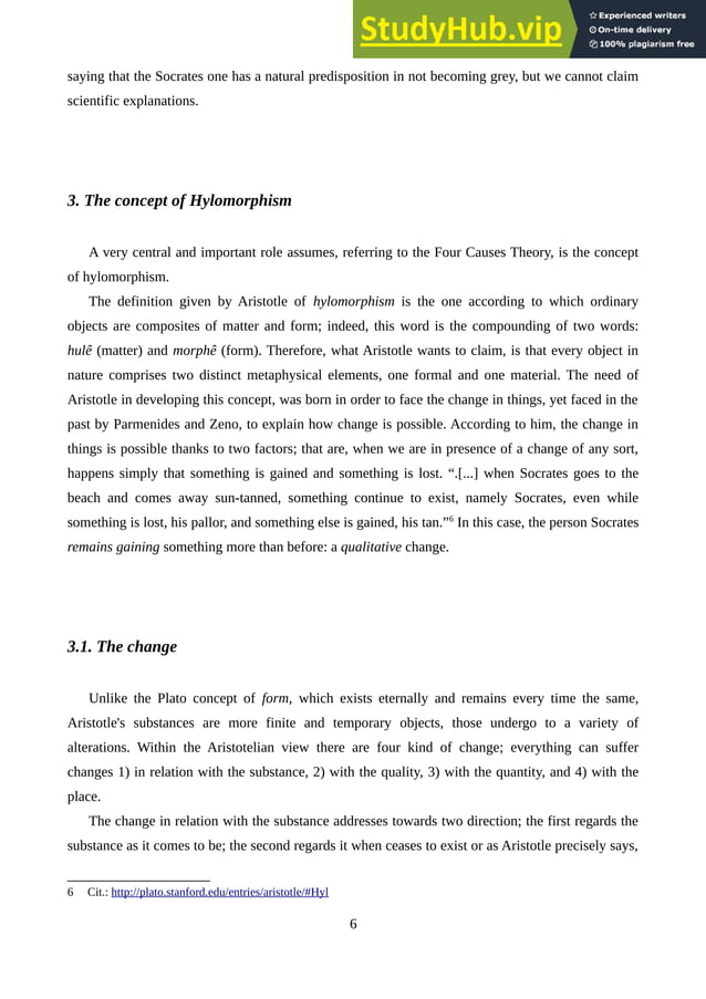 Aristotle S Four Causes | PDF