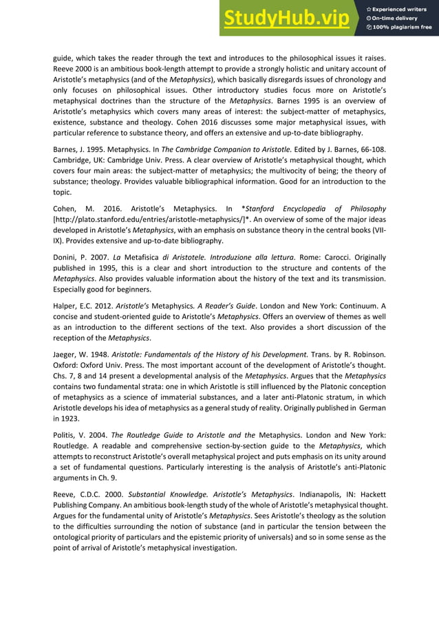 Aristotle S Metaphysics | PDF