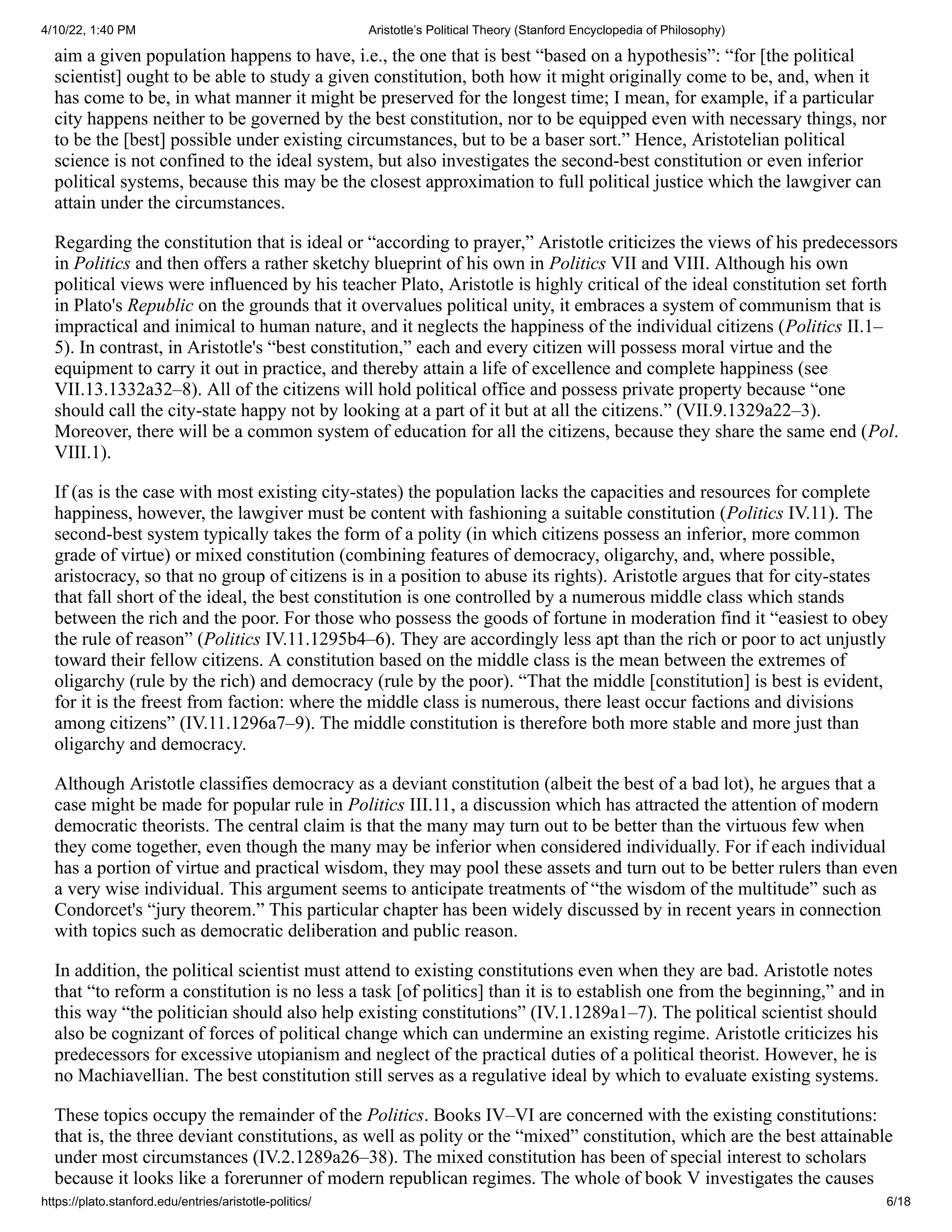 Aristotle’s Political Theory (Stanford Encyclopedia of Philosophy).pdf