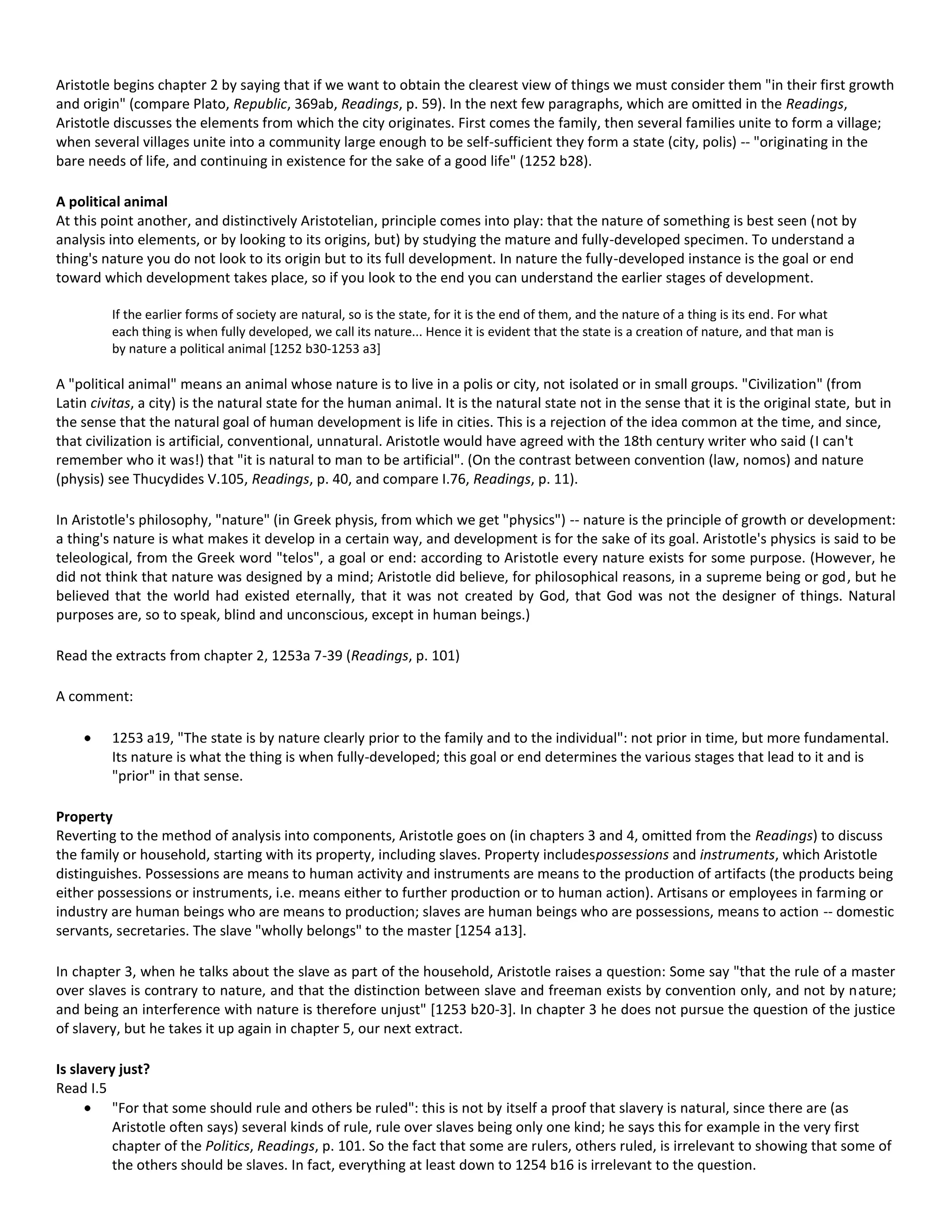 Aristotle's Politics (Summary) | DOCX