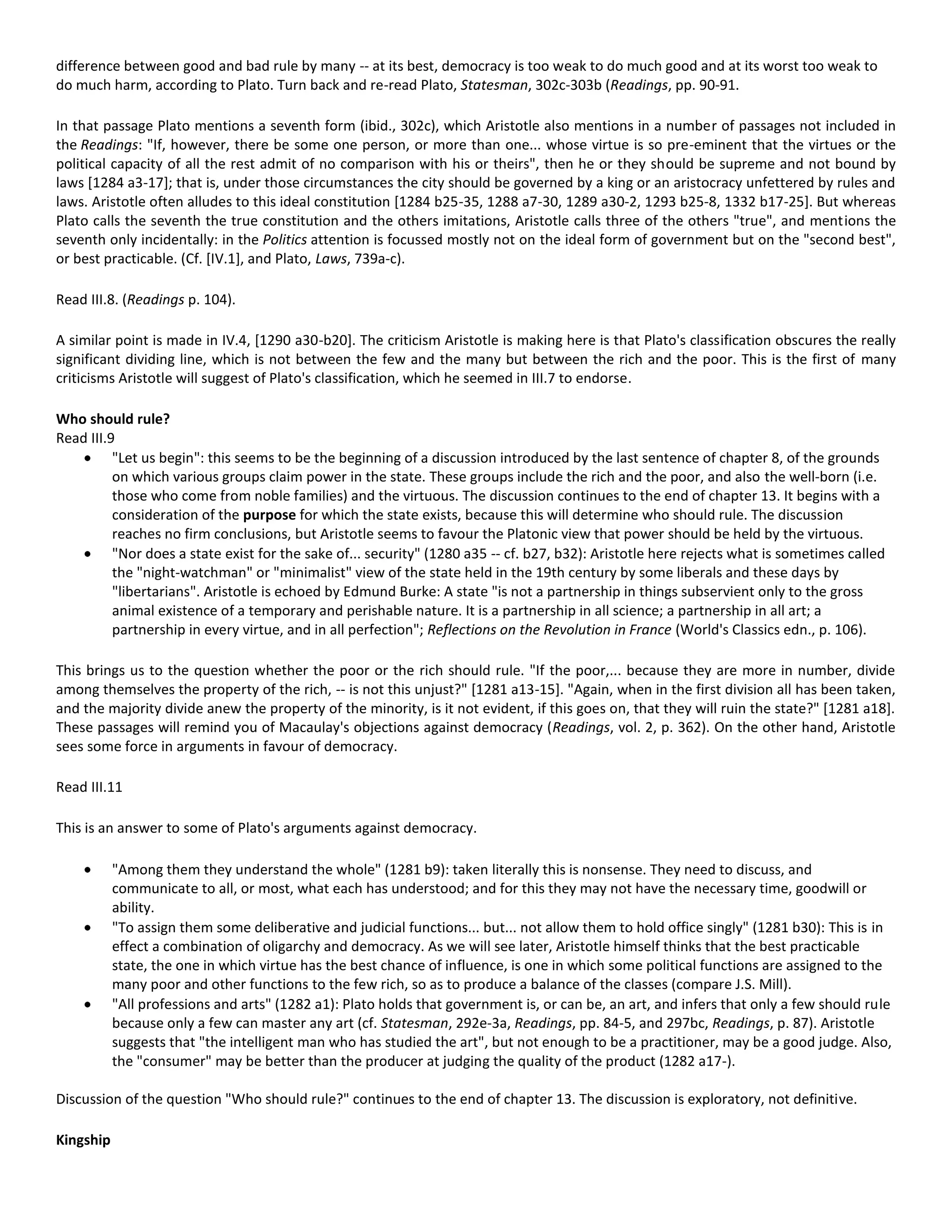 Aristotle's Politics (Summary) | DOCX
