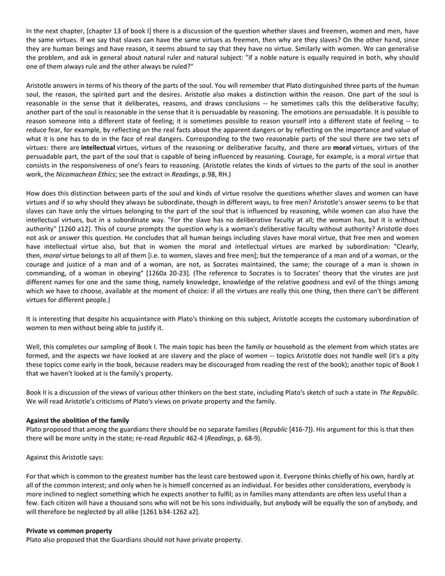 Aristotle's Politics (Summary) | DOCX