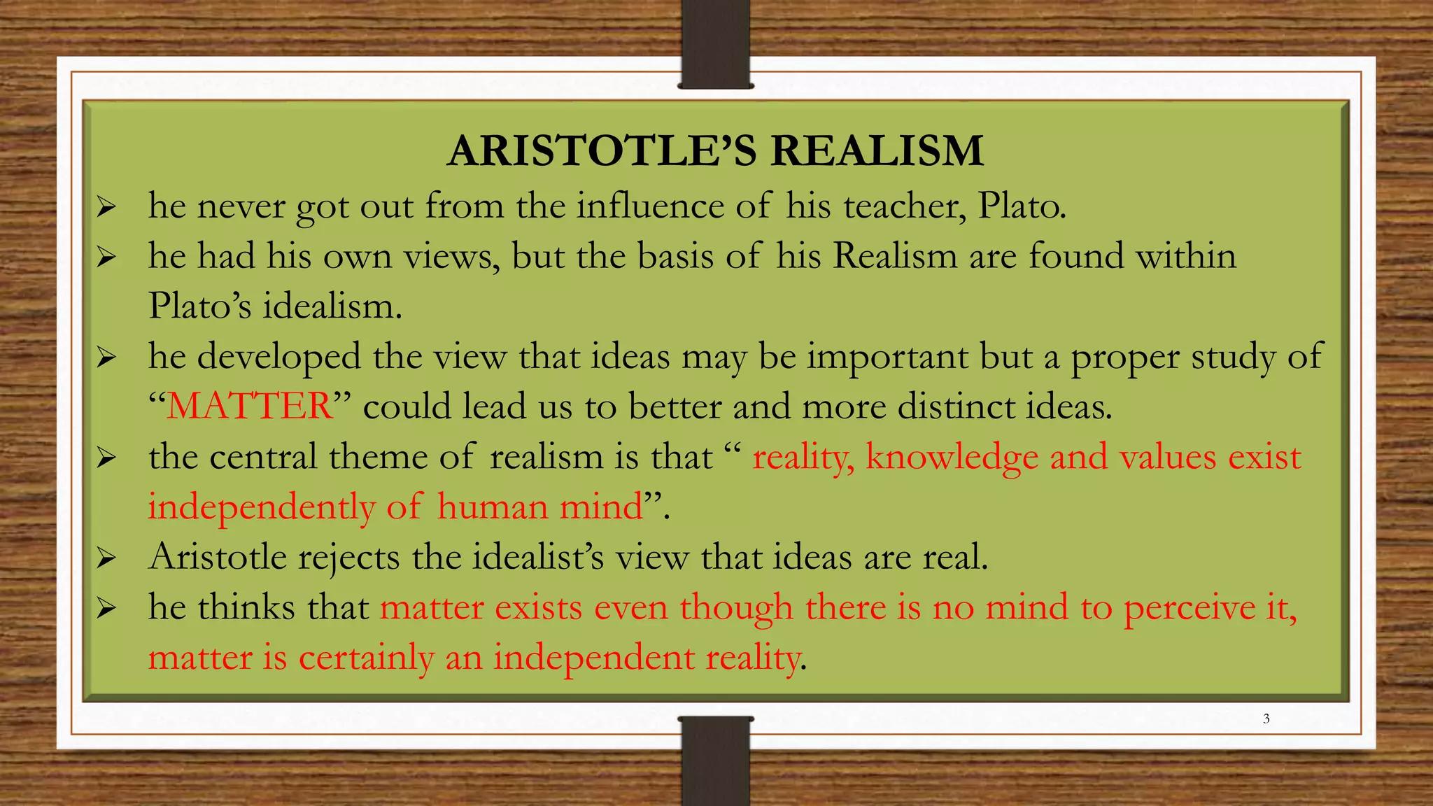 Aristotle' s realism presentation | PPTX
