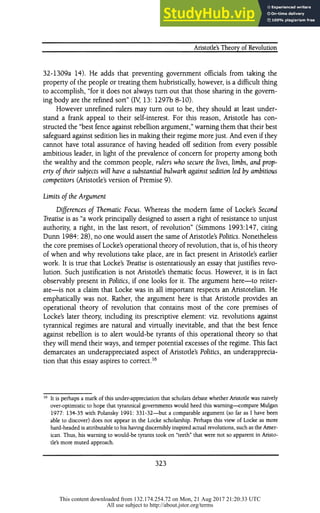 Aristotle S Theory Of Revolution Looking At The Lockean Side | PDF